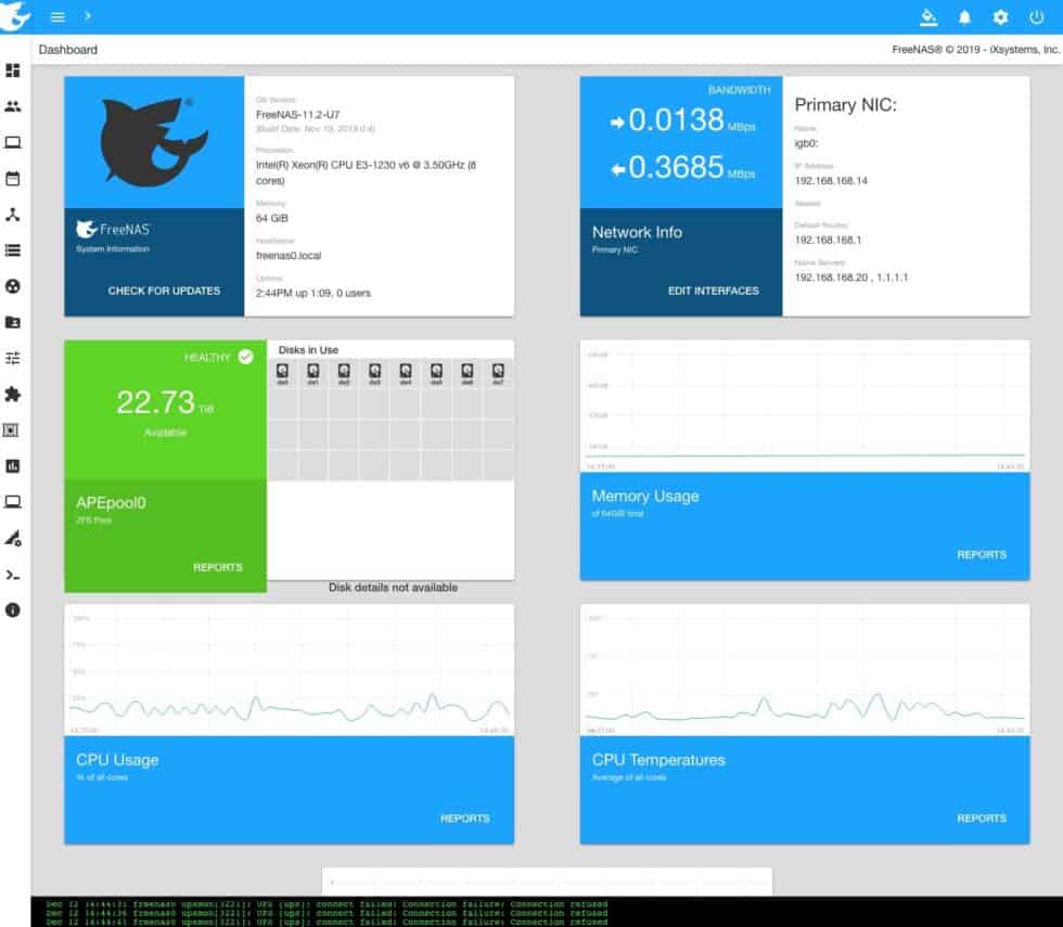 FreeNAS0 - Config 1 (not so long) - Adrian's Blog
